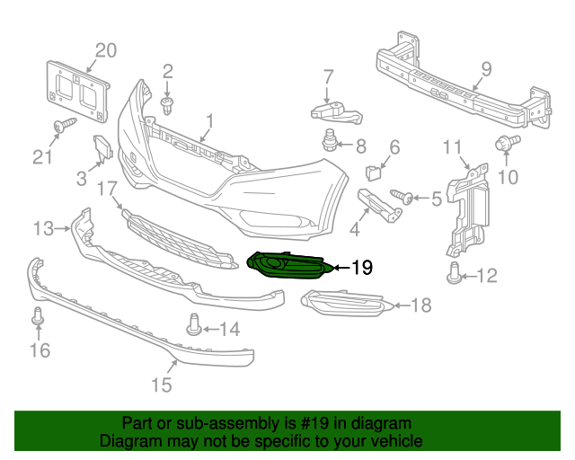 71105-T7W-A50 - Garnish R Front Fog Light - 2019 2020 Honda HR-V ...