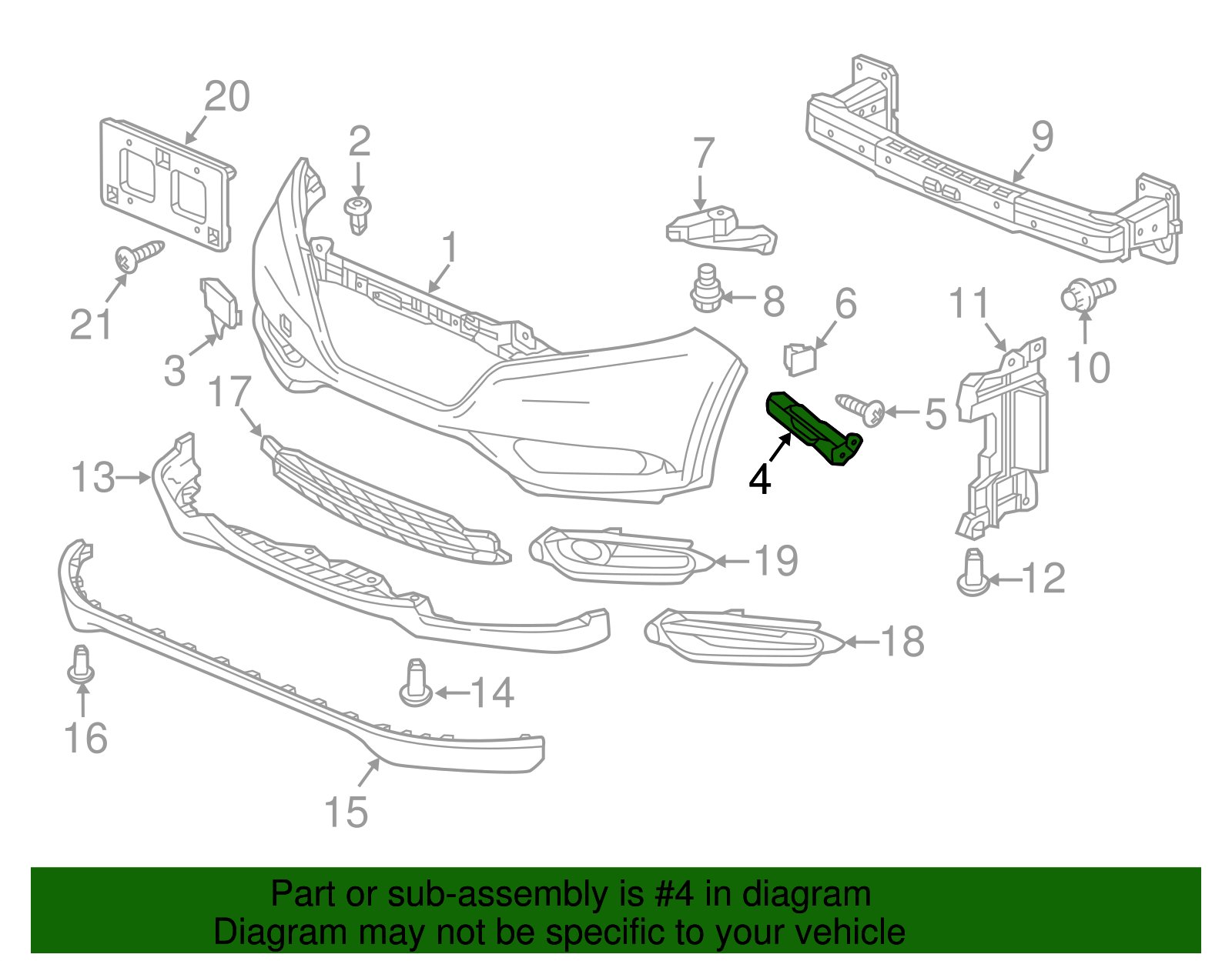 71198-T7A-J00 - 2019-2022 Honda HR-V - Spacer L Front Bumper Side | All ...