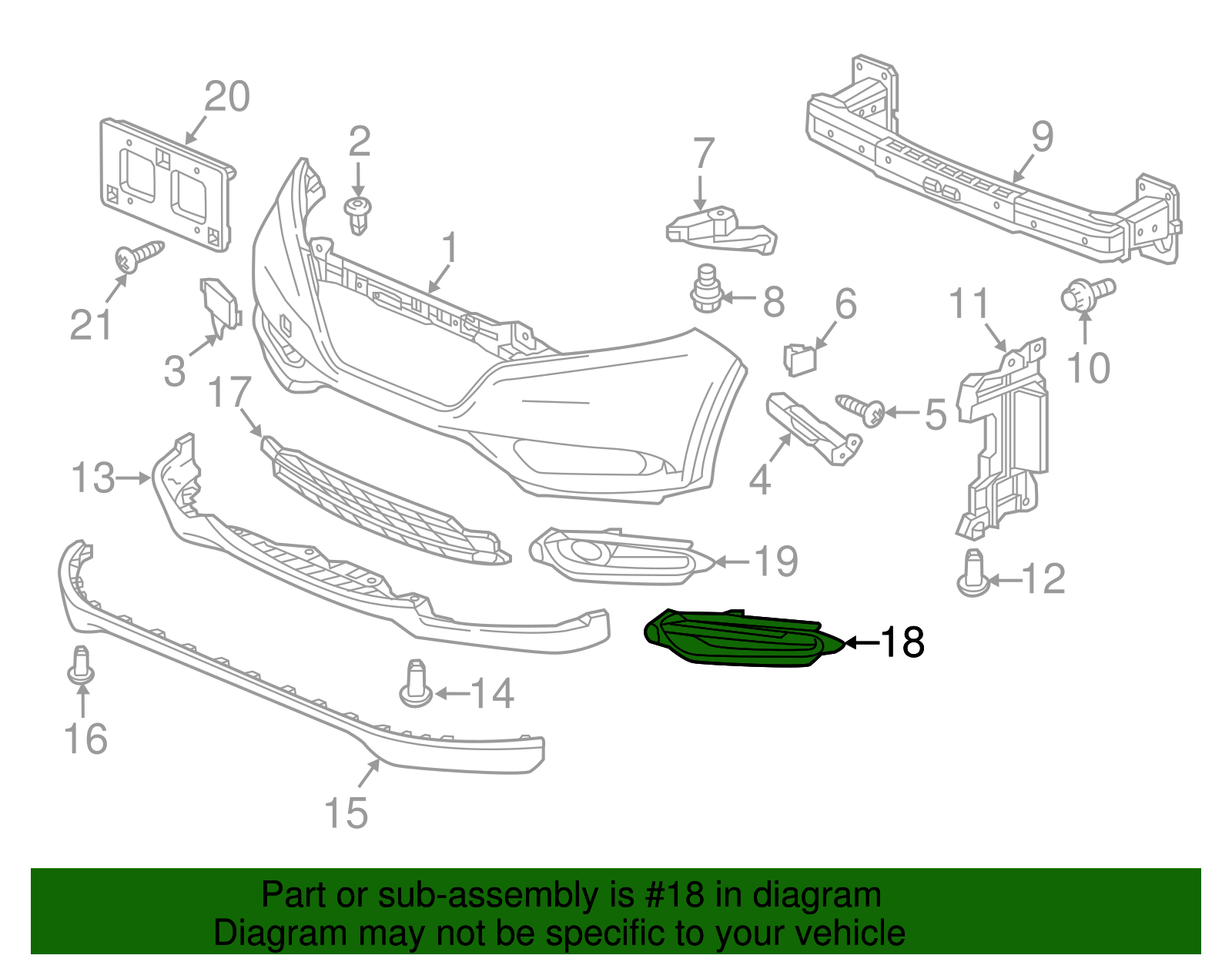 71106-T7W-A00 - 2016-2018 Honda HR-V - Cover L Front Fog Light | Honda ...