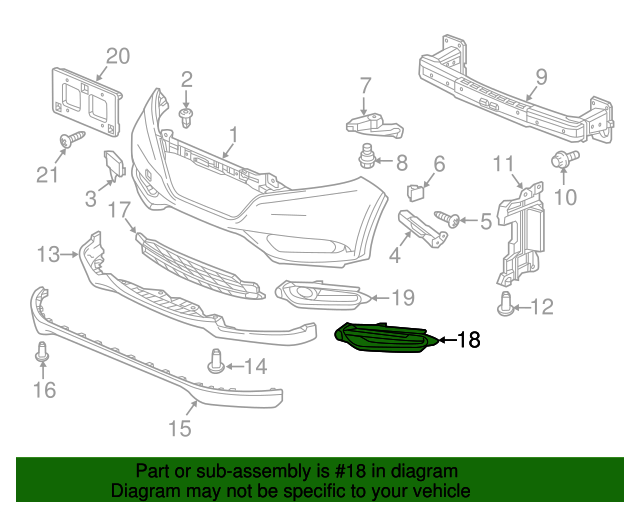 71105-T7W-A00 - Cover R Front Fog Light - 2016-2018 Honda HR-V | Honda ...