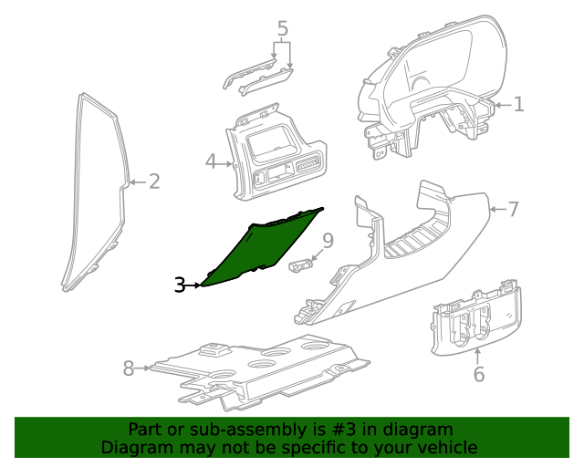 84719363 - Very Dark Atmosphere Driver Side Instrument Panel Lower Trim ...
