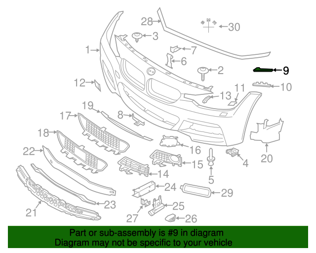 51117255361 - 2012-2019 BMW Bumper Cover Side Bracket (51-11-7-255-361 ...
