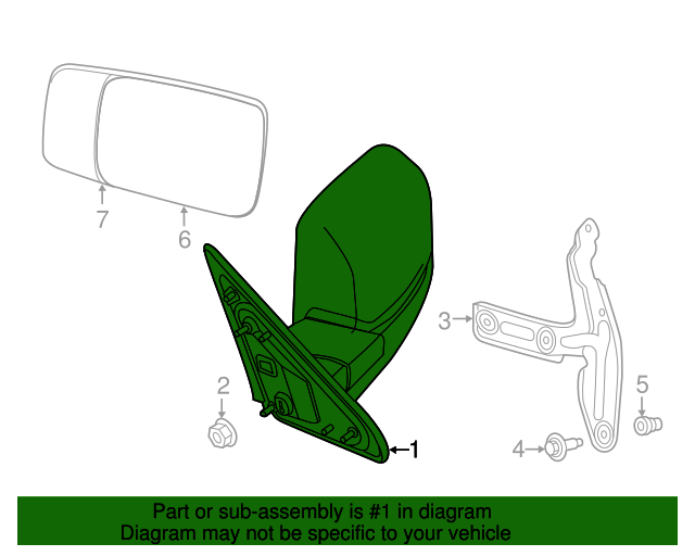 68412769AC - Outside Rear-View Mirror Left - 2013-2020 Mopar | Mopar ...