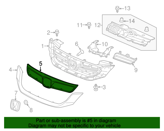 2014-2015 Honda Accord Molding, Front Grille (Upper) 71125-T3Z-A01 ...