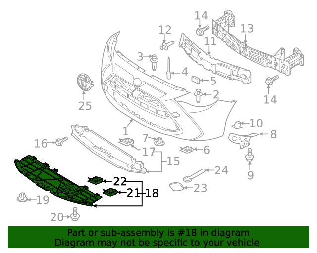 2016-2020 Toyota Bumper Splash Shield (Front, Lower) 52129-WB001 ...