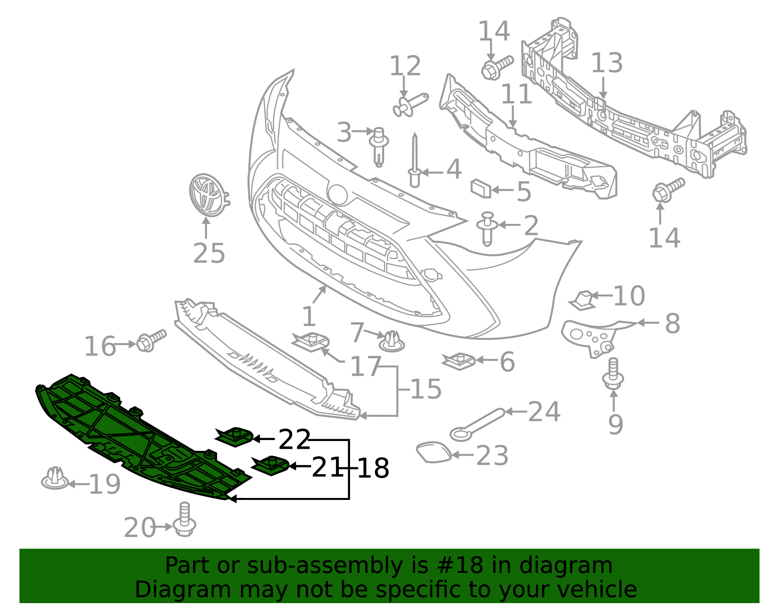 2016-2020 Toyota Bumper Splash Shield (Front, Lower) 52129-WB001 ...