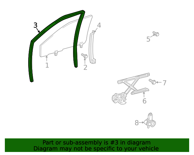 2004-2009 Toyota Prius Window Channel (Left, Front) 68151-47020 ...