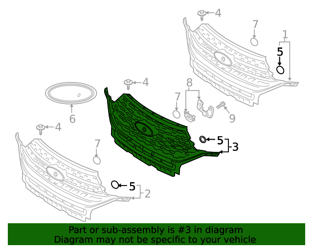 2020 Ford Explorer Grille LB5Z-8200-GC | TascaParts.com