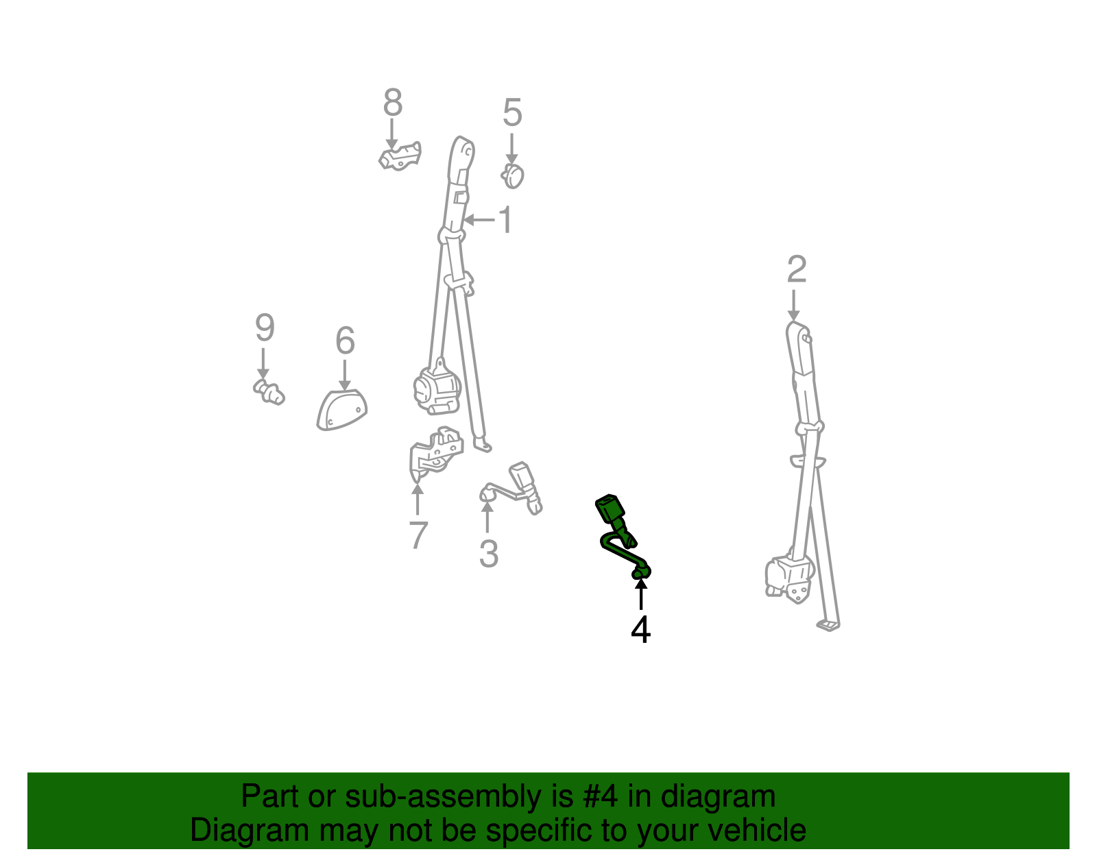 Genuine Toyota Seat Belt Receptacle (Left, Front) part# 73230-0C030-E1 ...