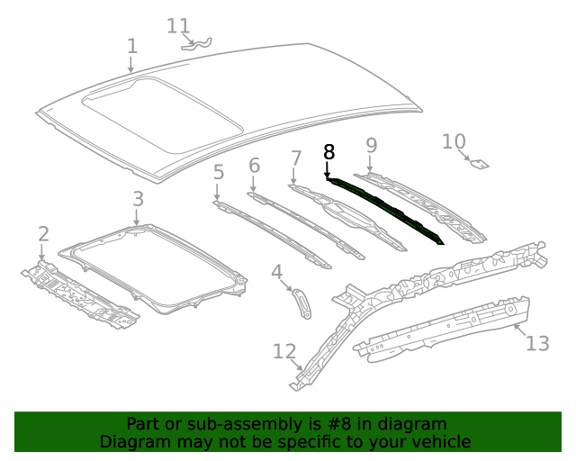 2020-2024 Toyota Highlander Roof Panel Reinforcement 63144-0E090 ...