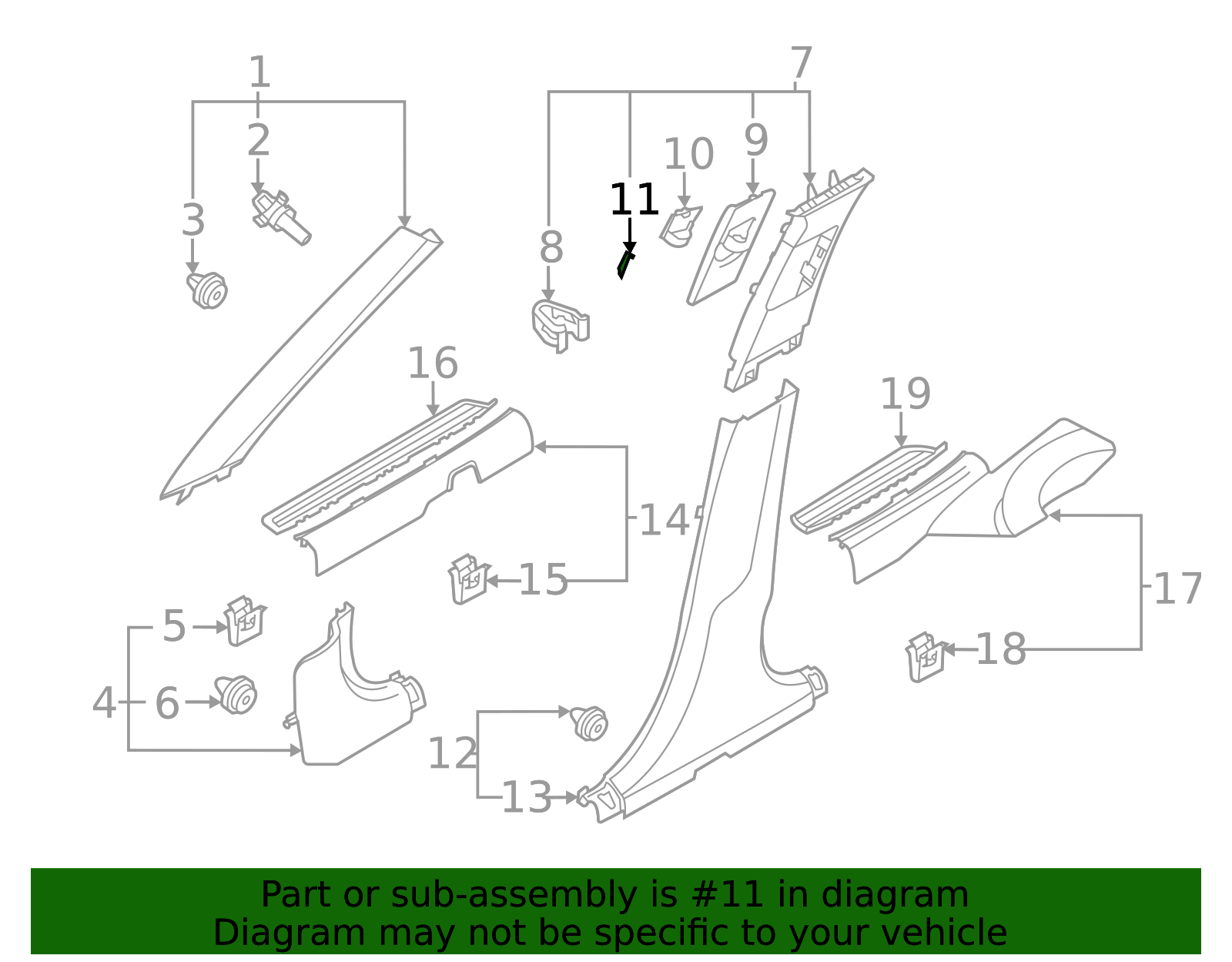 85839-3K000 - Upper Center Pillar Trim Spring 2017-2025 Kia | Kia.Parts ...