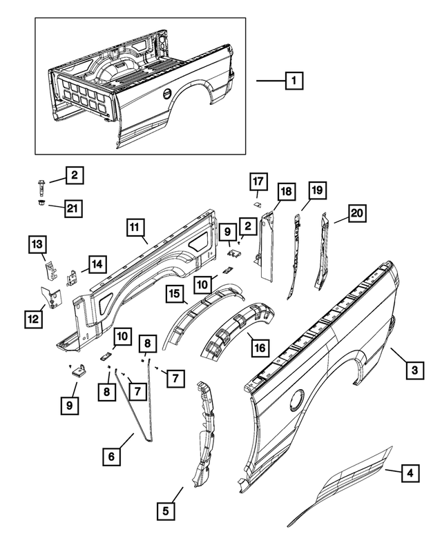 2014-2022 Ram 3500 Side Panel Reinforcement, Right 68156464AB | QuirkParts
