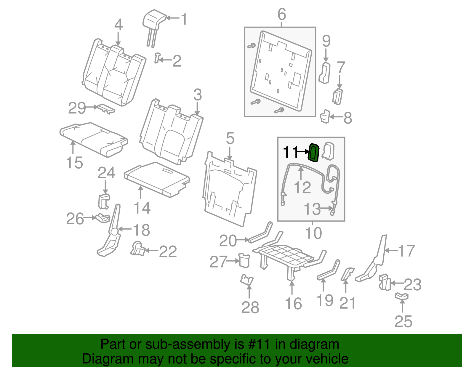 82244-SZA-A01ZB - 2009-2015 Honda Pilot - Bezel Reclining Lever *NH167L* (Graphite Black ...