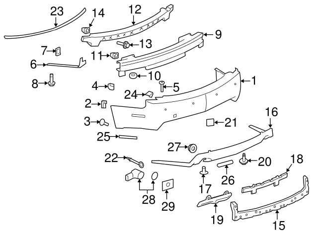 2008-2014 Cadillac CTS Rear Bumper Impact Bar 20850893 ...