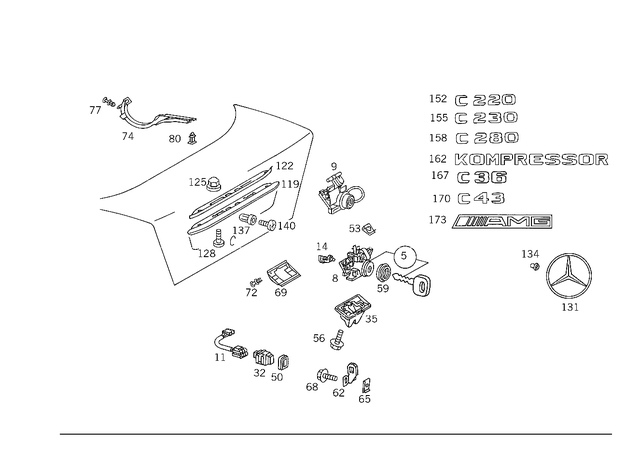 202-750-06-91 - Parts Kit, Lock Cylinder 1994-2002 Mercedes-Benz ...