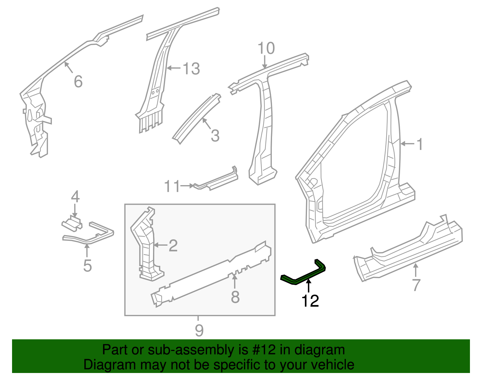 63215-TR0-A01 - 2012-2015 Honda Civic - Separator R Center Pillar ...