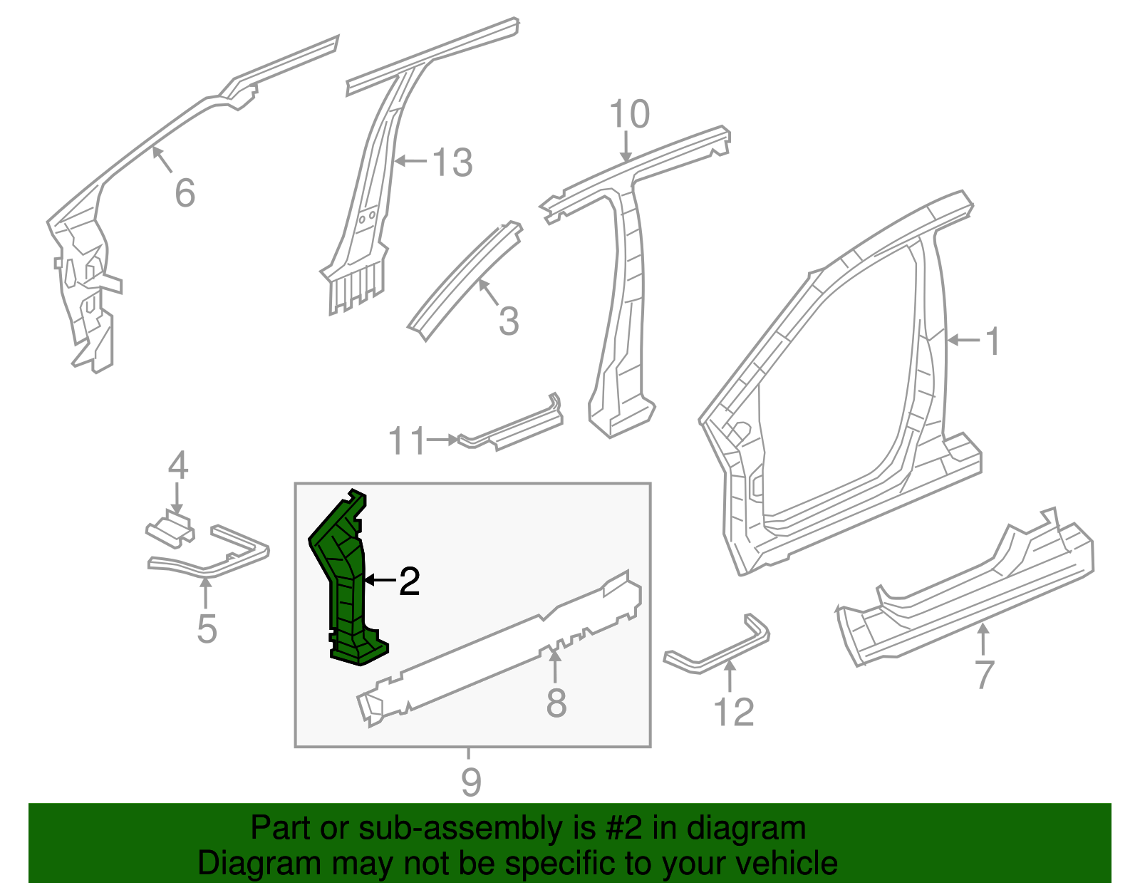 63530-TR6-305ZZ - 2013-2015 Honda Civic - Stiffener L Front Pillar ...