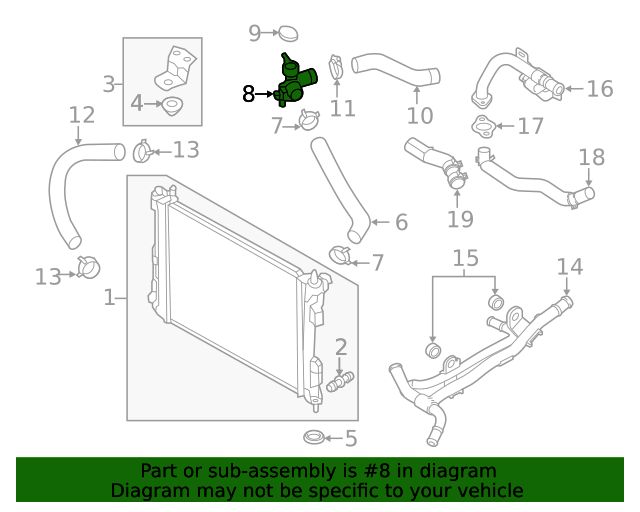 25329-F9100 - Engine Coolant Filler Neck 2018-2022 Hyundai Accent ...
