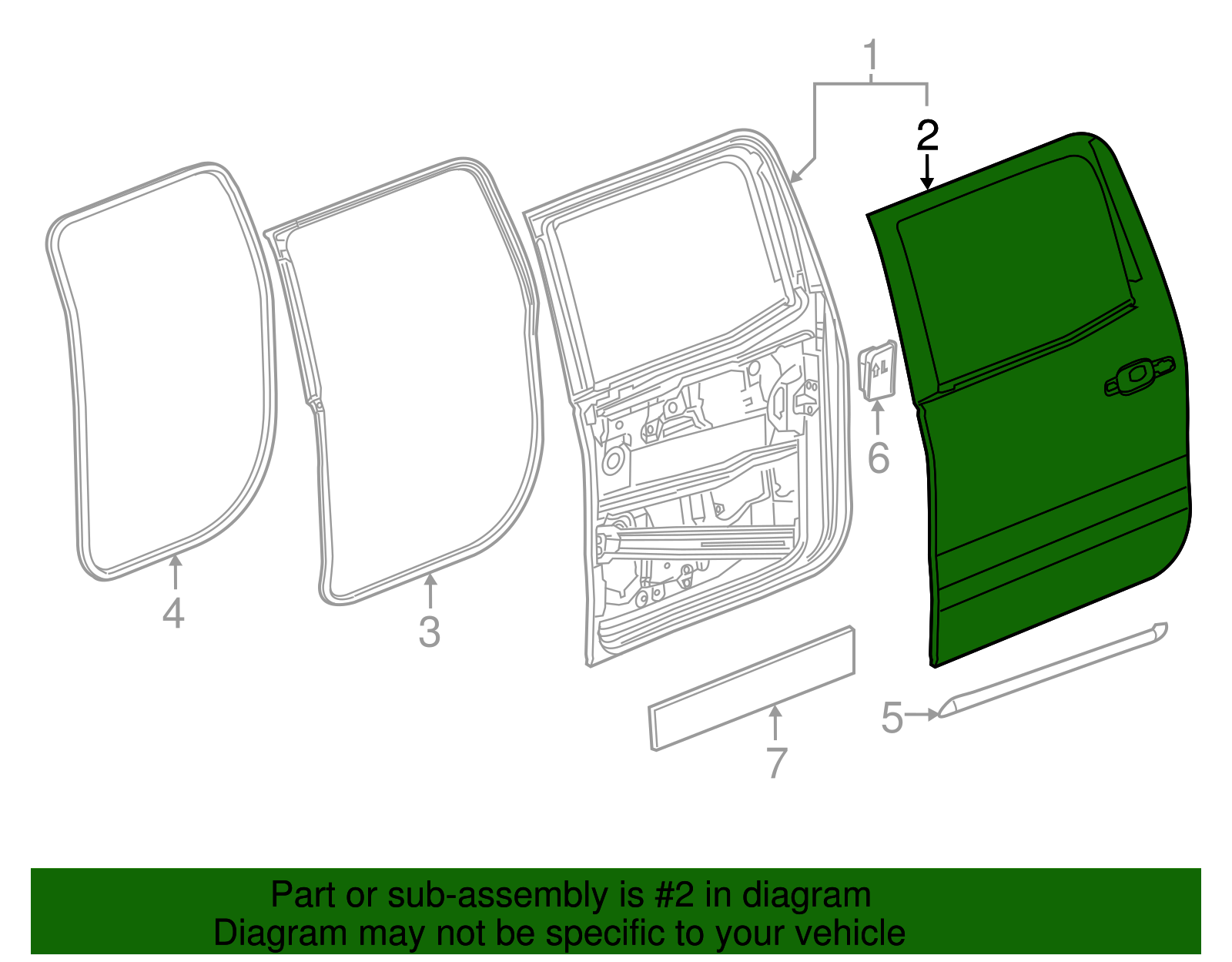 2014-2019 GM Passenger Side Rear Door Outer Panel 23104637 GM ...