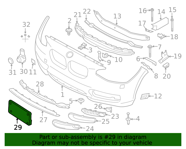 2014-2021 BMW Licence plate base 51-11-7-293-872 | AutoNationParts.com