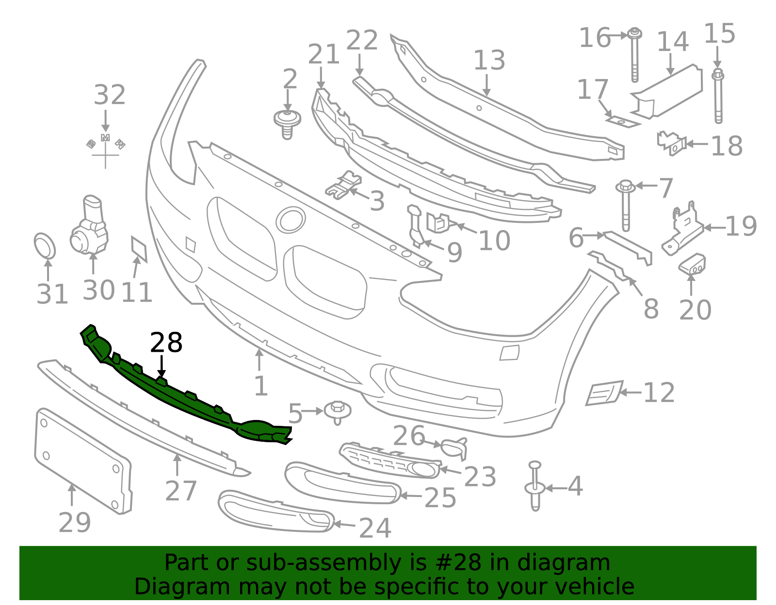 51117293870 - 2014-2021 BMW Lower Grille (51-11-7-293-870) | BMW of ...