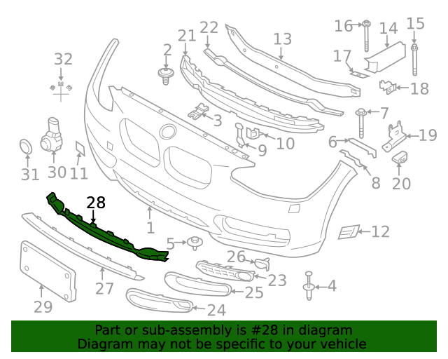 51117293870 - 2014-2021 BMW Lower Grille (51-11-7-293-870) | BMW of ...
