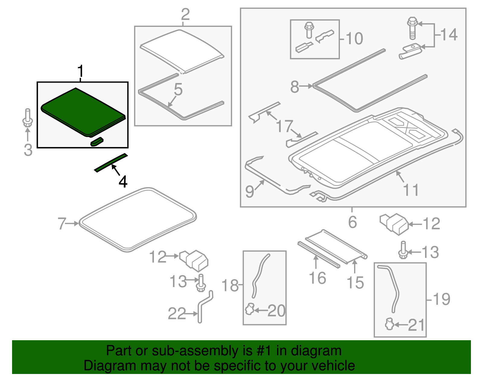 2009-2016 Audi Sunroof Glass 8K9-877-071-B | Audi OEM Parts Guy