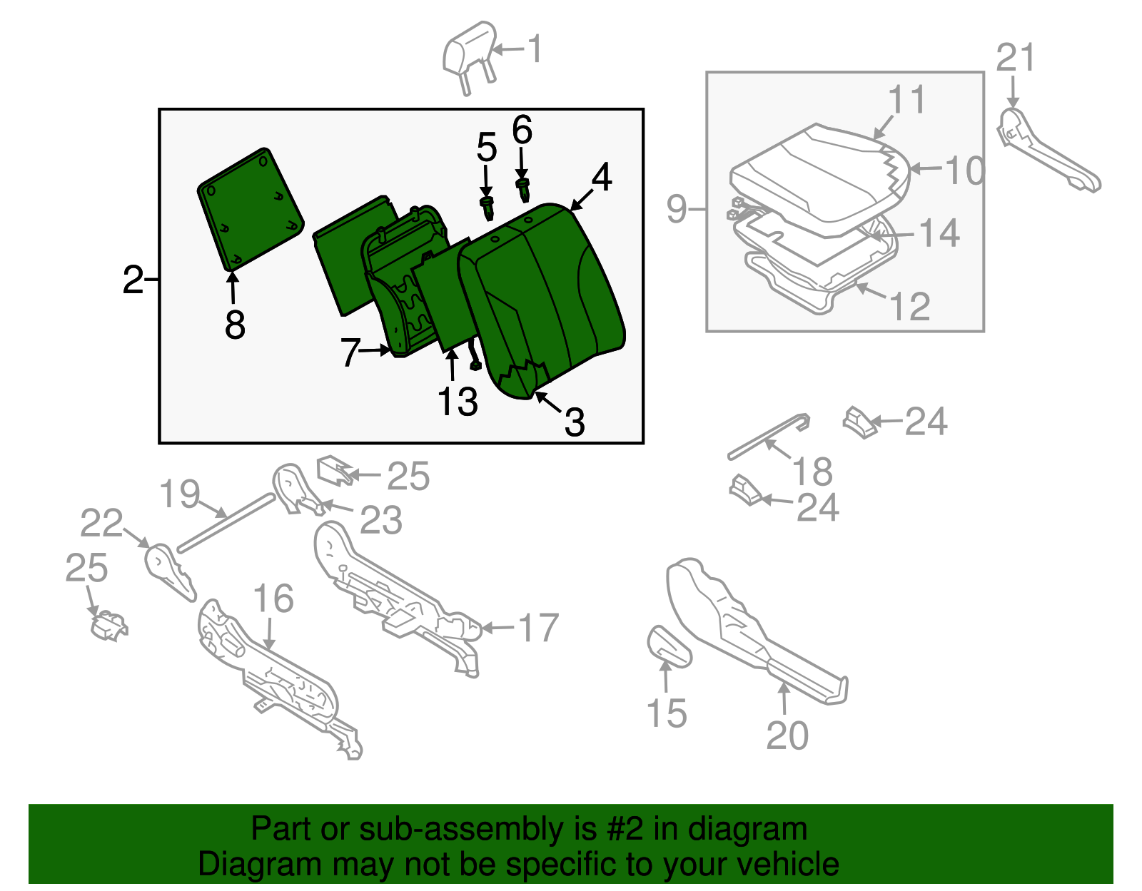 2007-2008 Nissan Maxima Seat Back Assembly 87600-ZK30B | Nissan Parts ...