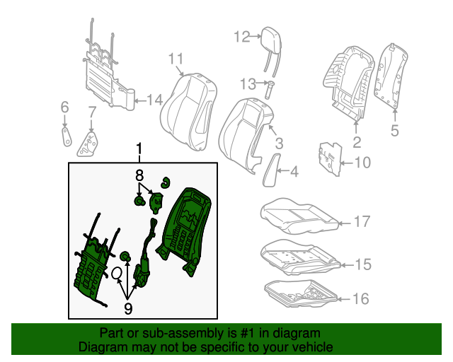 204-910-29-34 - Seat Back Frame 2010-2019 Mercedes-Benz | Mercedes-Benz ...