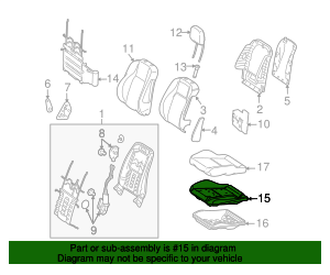 204-910-89-00 - Seat Cushion 2010-2015 Mercedes-Benz | Mercedes-Benz ...