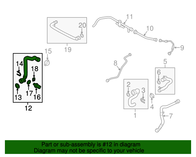 2014-2016 Audi Q5 Radiator Coolant Hose 8R0-121-049-Q | Audi USA Parts