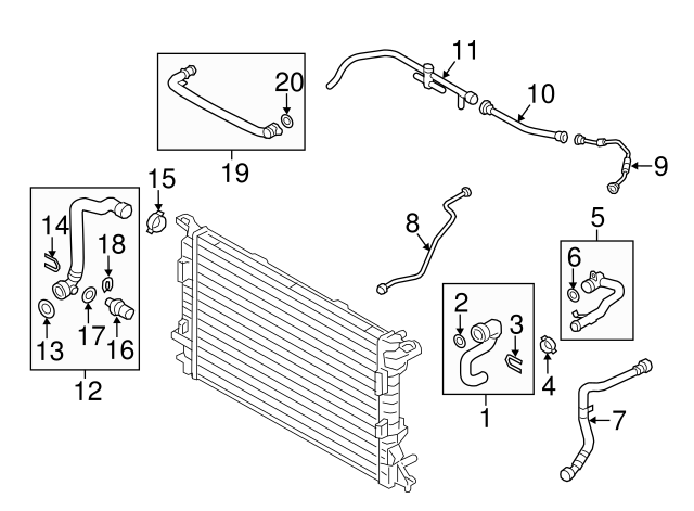 8R0-121-081-CJ - Engine Coolant Overflow Hose 2014-2015 Audi Q5 ...