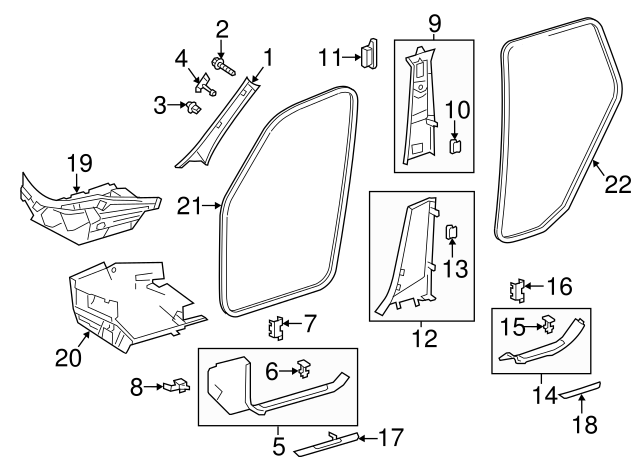 2010-2021 Mercedes-Benz Body A-Pillar Trim Panel Screw 000000-001147 ...