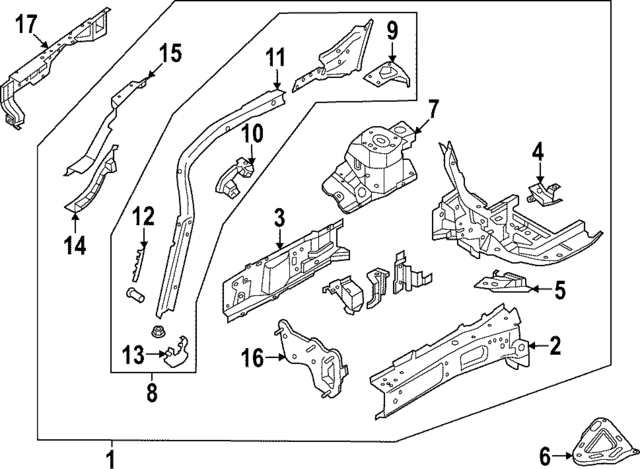 2024 Ford Maverick Apron/Rail Assembly LX6Z-16055-AE | TascaParts.com