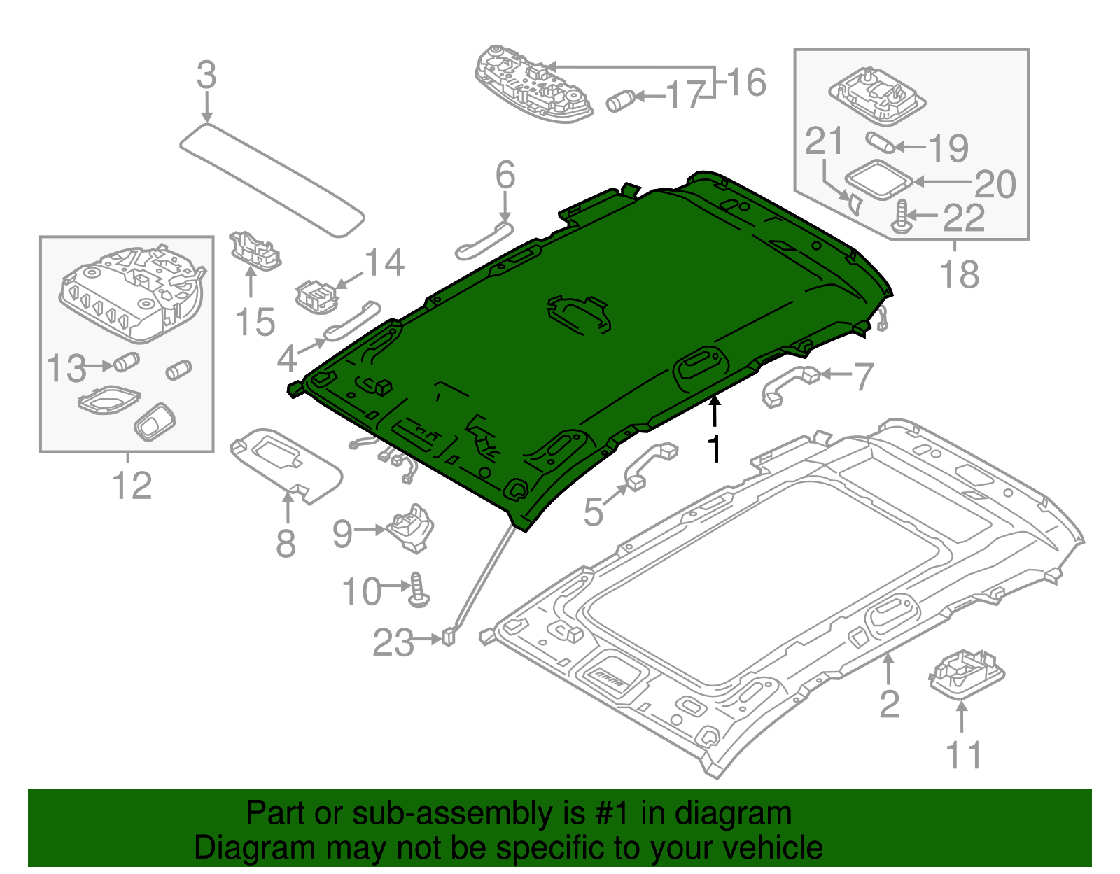 2013-2016 Hyundai Santa Fe Headliner 85310-B8890-OM | Hyundai Wholesale ...
