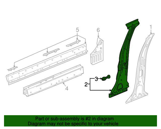2018-2024 GM Driver Side Center Pillar Outer Panel Reinforcement ...