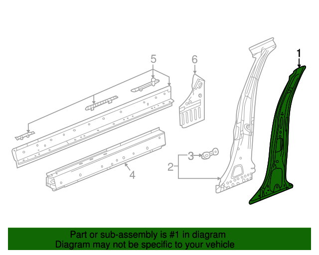 2018-2024 GM Passenger Side Center Pillar Inner Panel 84078123 GM ...