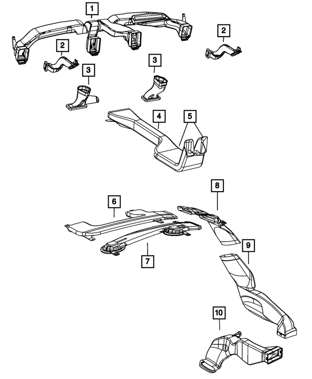2014-2020 Dodge Durango Center Distribution Duct 68233799AC | Mopar eStore