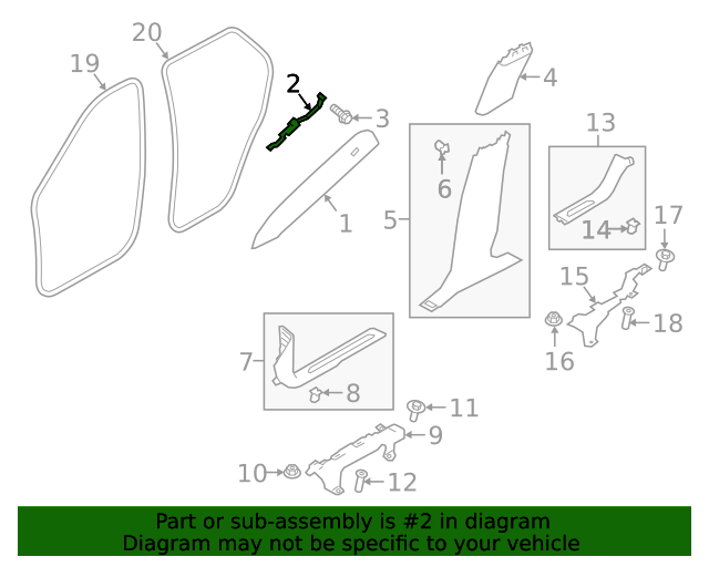 2020-2021 Land Rover Range Rover Evoque Windshield Pillar Trim Bracket ...