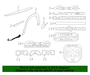 68362319AD - Box Side Spat Left - 2019-2020 Mopar | Mopar Parts Canada