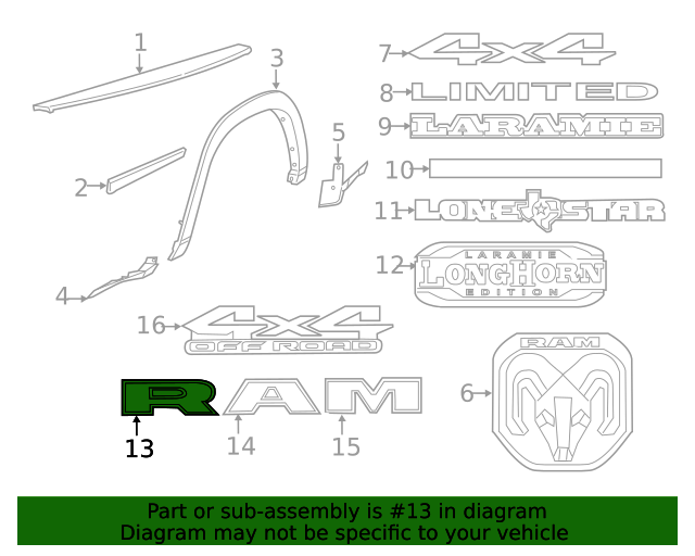 2019-2020 Ram Nameplate 68407861AA | TascaParts.com