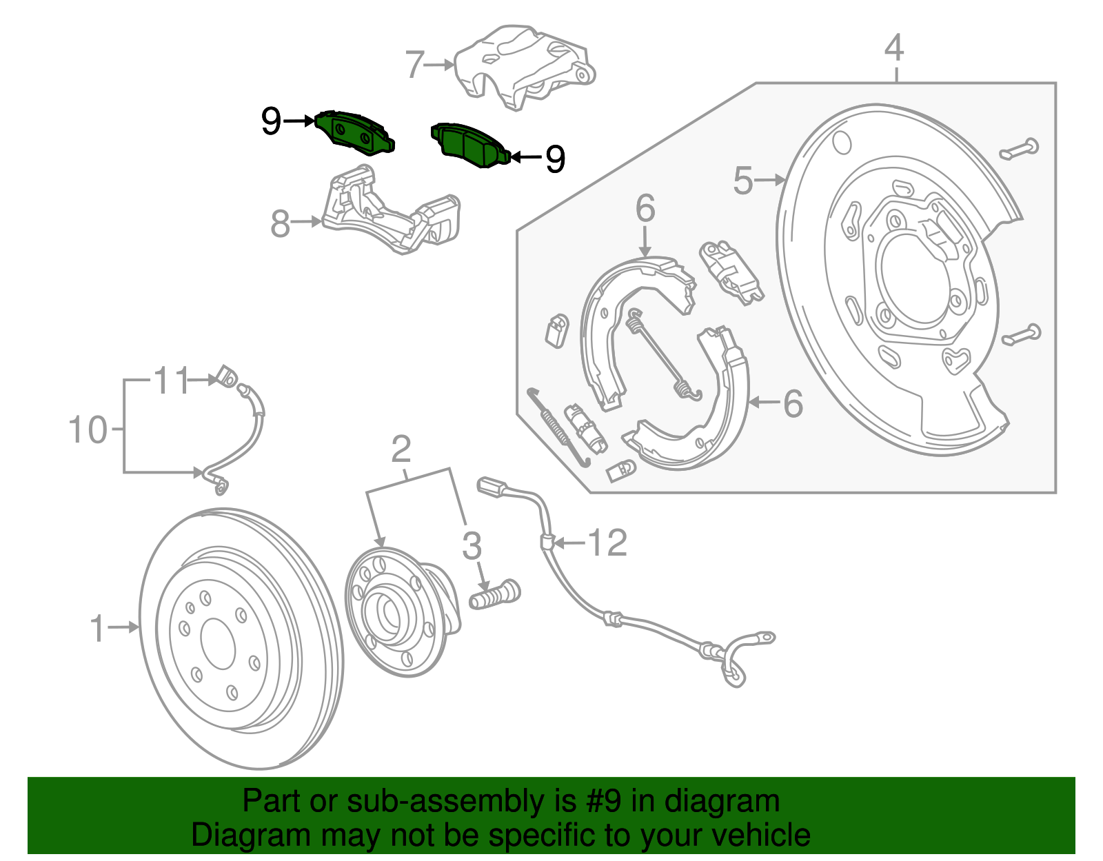 19421343 - Rear Disc Brake Pad Set with Springs 2008-2016 Cadillac ...