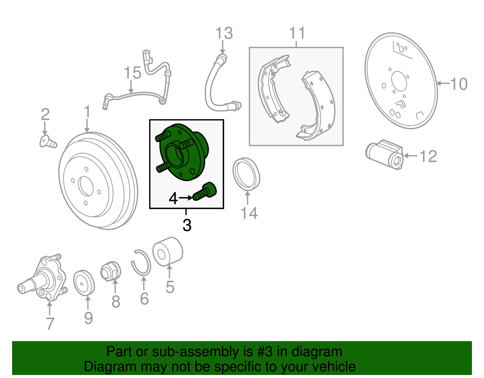 2013-2015 Chevrolet Spark Rear Wheel Hub and Bearing Assembly with ...