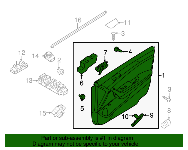 Hyundai - 82306-E6BW0-VTG - Door Trim Panel - 2018-2019 Hyundai Sonata ...