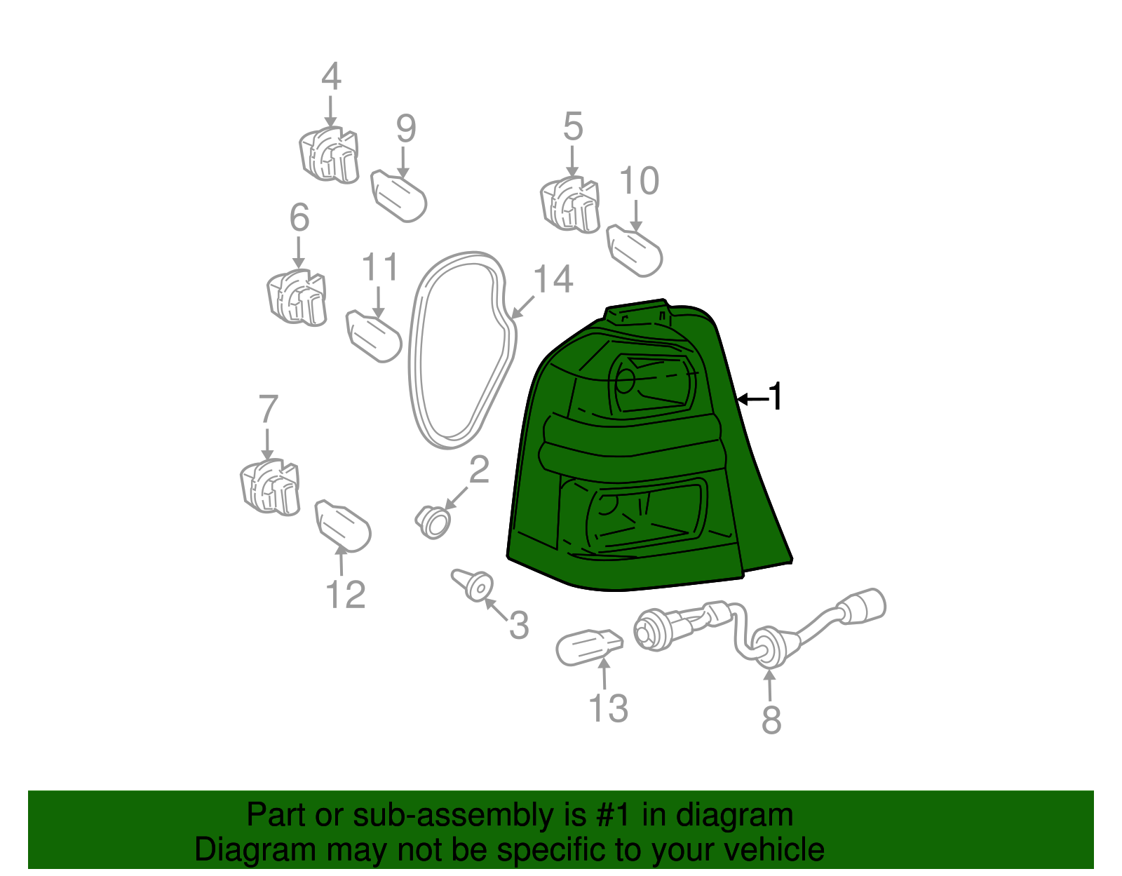 2006-2007 Toyota Highlander Tail Lamp Assembly - PASSENGER SIDE 81551 ...