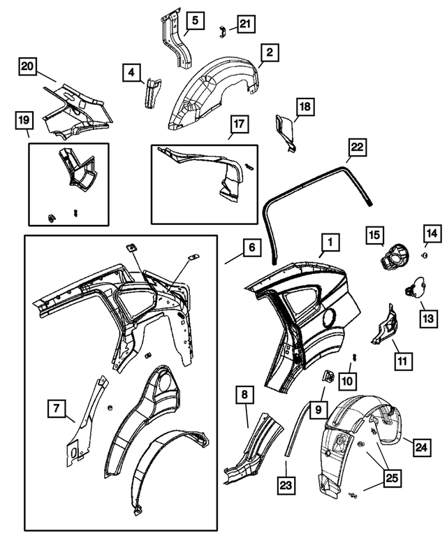 2007 Mopar Wheelhouse Inner Reinforcement, Left 5115267AA | Mopar Estores