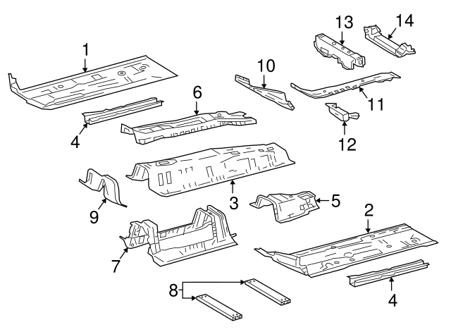 2016-2023 Toyota Floor Pan Reinforcement Brace (Front) 57533-47030 ...