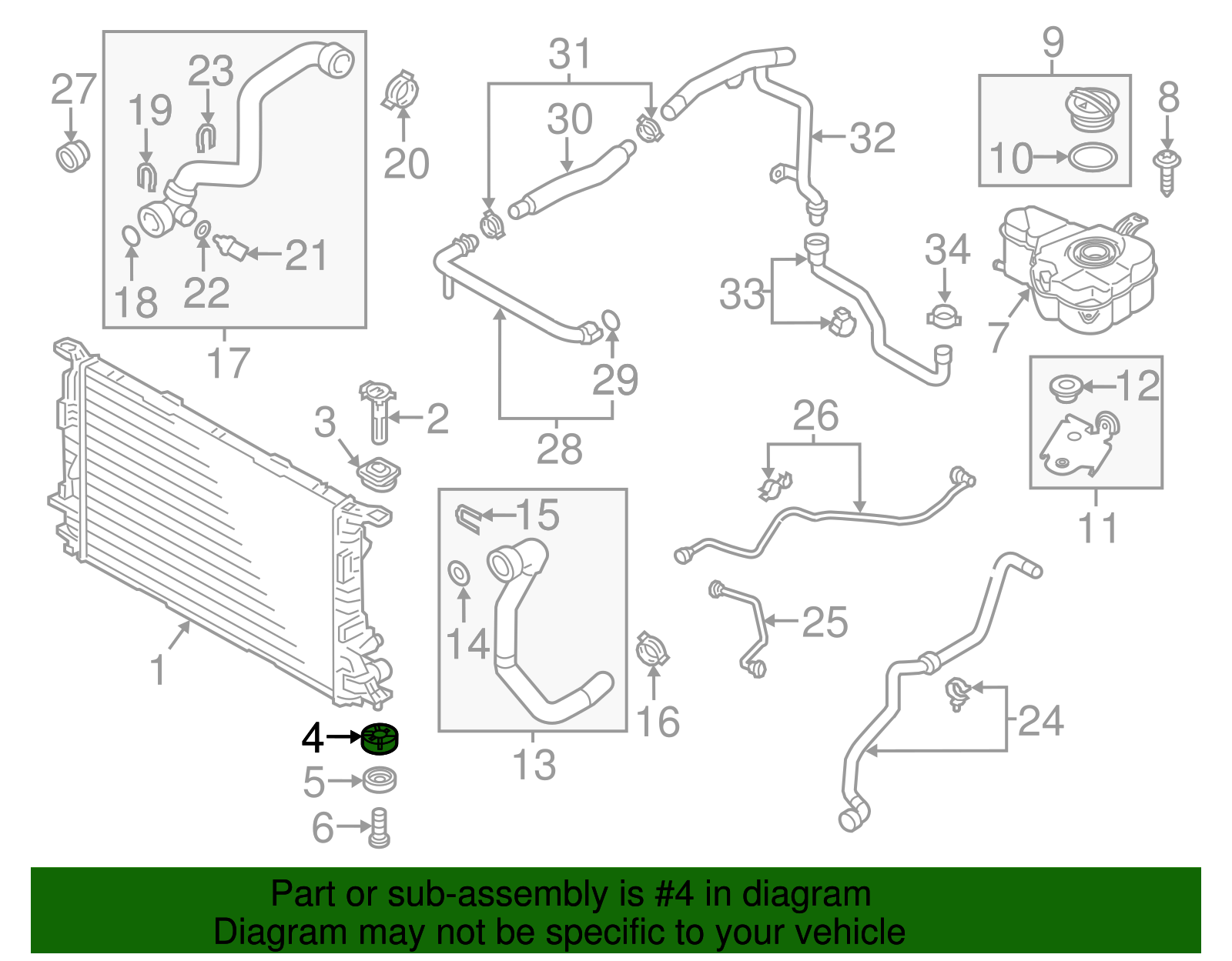 2014-2016 Audi A8 Quattro Radiator Center Bushing 4H0-121-276-A | Audi ...