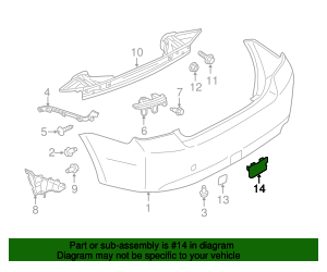 2012-2016 Subaru Impreza Cover Rear Center [ On bumper ] item 57731CA ...