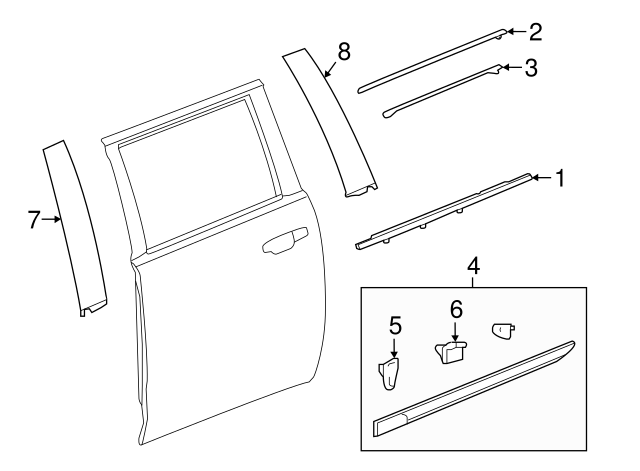 2015-2020 Cadillac Escalade ESV Galvano Silver Rear Passenger Side Door ...